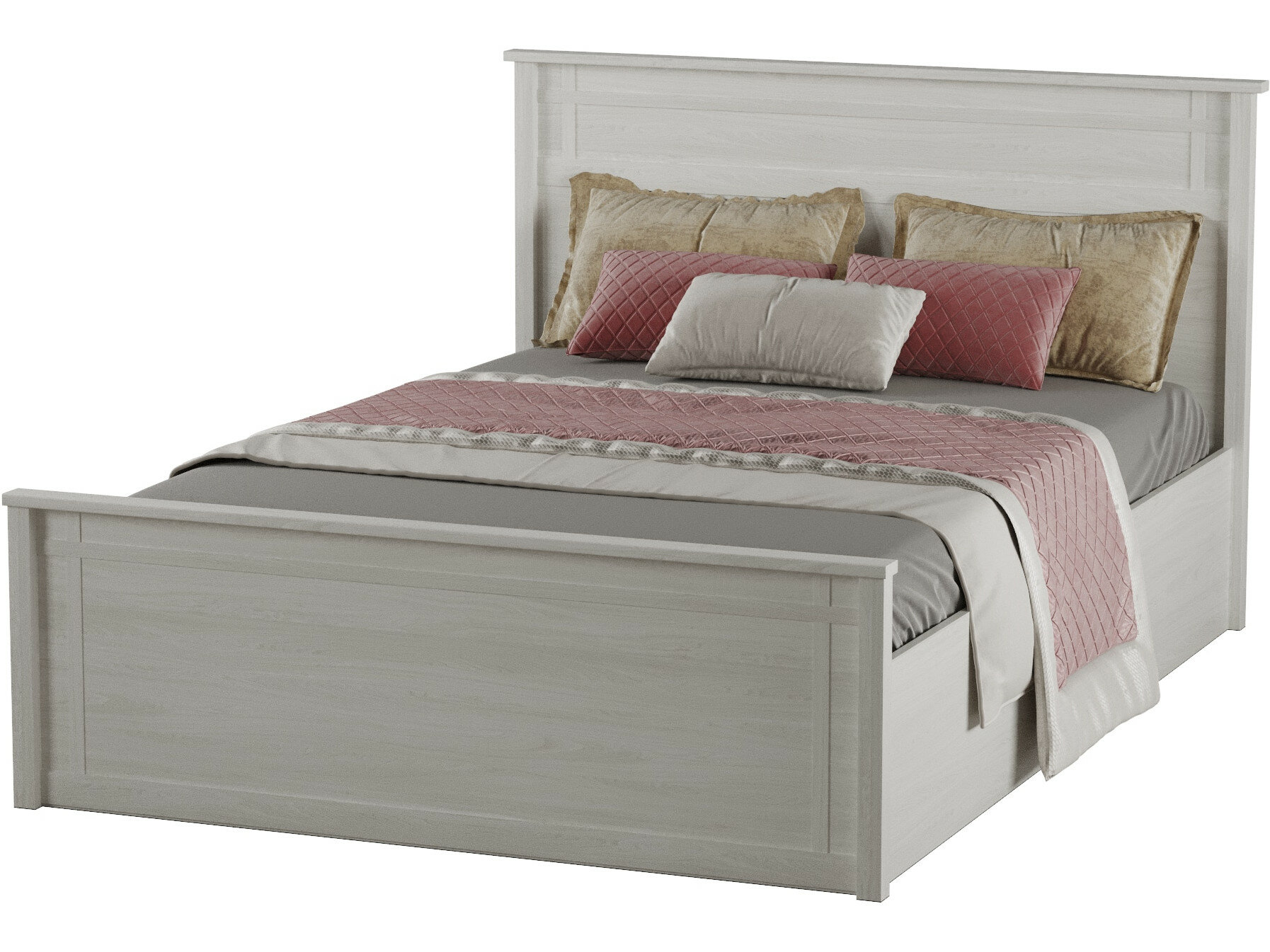 Кровать 140 с настилом ДСП 2С в классическом стиле, Ясень анкор светлый