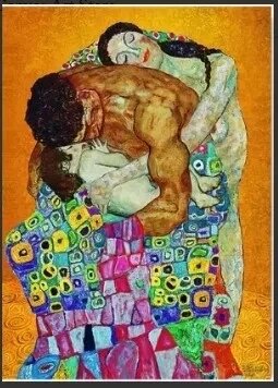 Печать картины Густав Климт "Поцелуй" Белый, B, 50x70cm No Frame