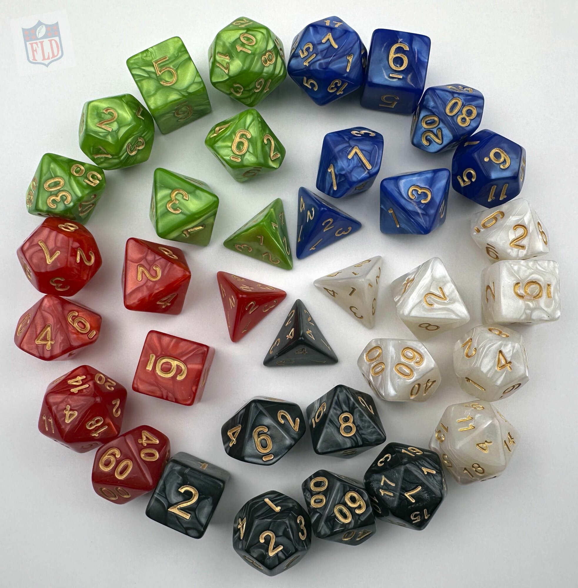 Кости игральные, дайсы, кубики для DnD (ДнД) 35 шт перламутровые