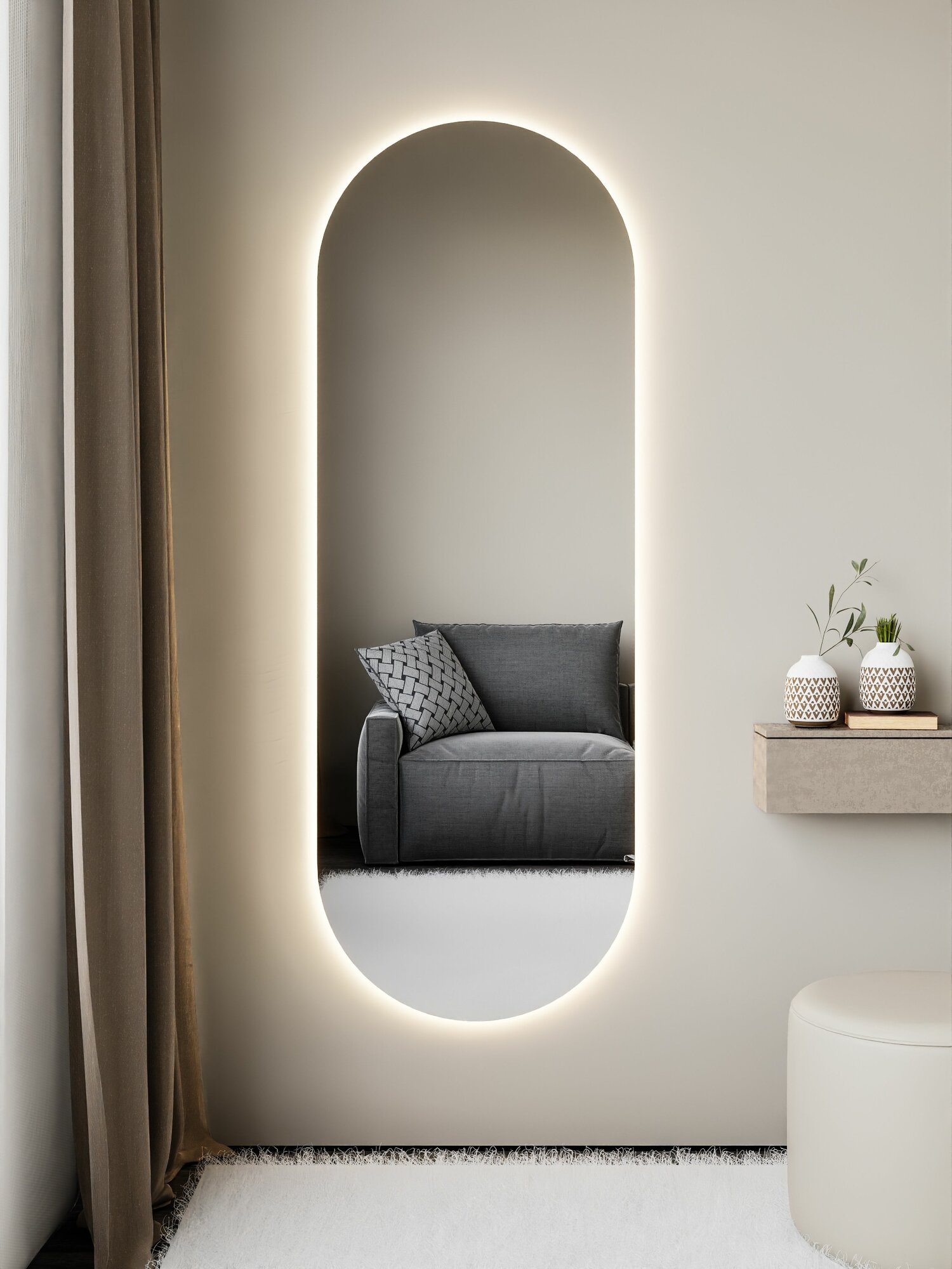 Зеркало настенное 170х60 см. BLX MIRROR М6 фигурное с подсветкой нейтральный свет 4500К