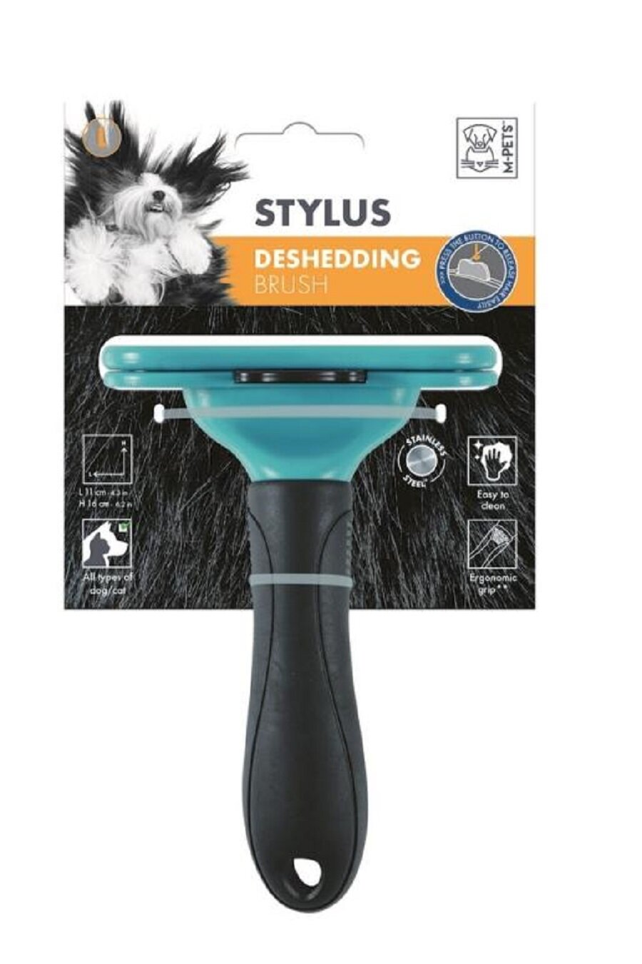 M-PETS Щетка-дешеддер для вычесывания кошек и собак L 11x16 см