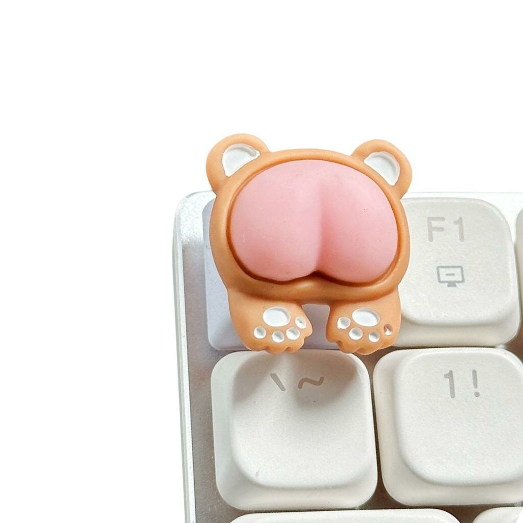 Розовые 3D ABS-кейкапы с животными, медвежья задница