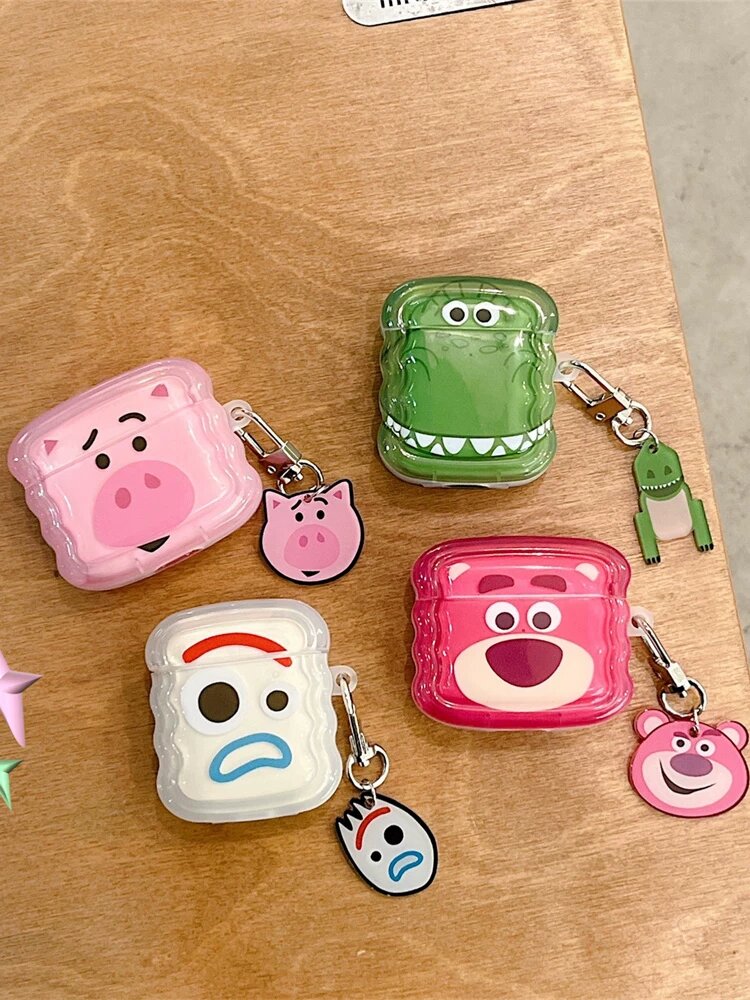 Силиконовый чехол Toy Story Strawberry Bear для AirPods 4 с брелоком, мягкая защитная крышка для наушников Apple