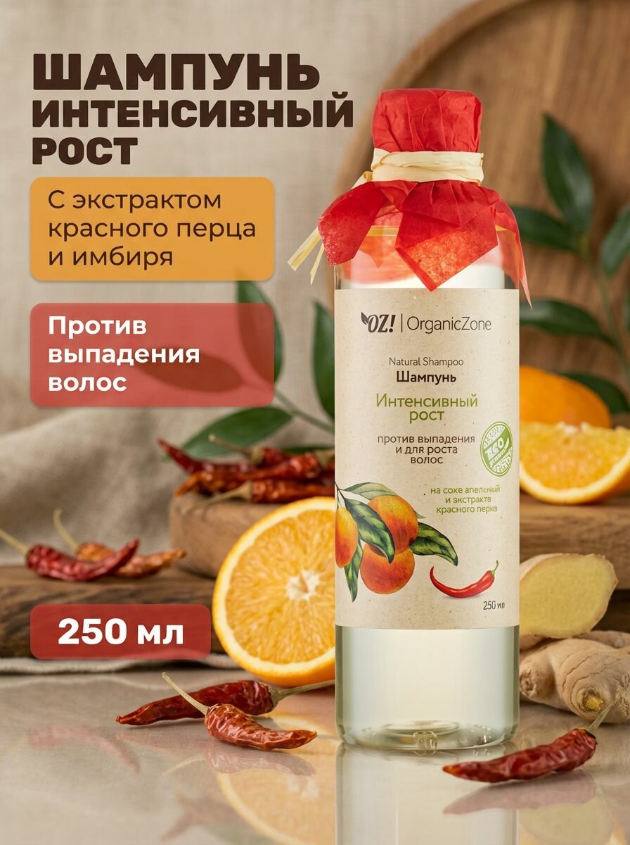Шампунь против выпадения и для роста волос Интенсивный рост с экстрактом красного перца, 250 мл