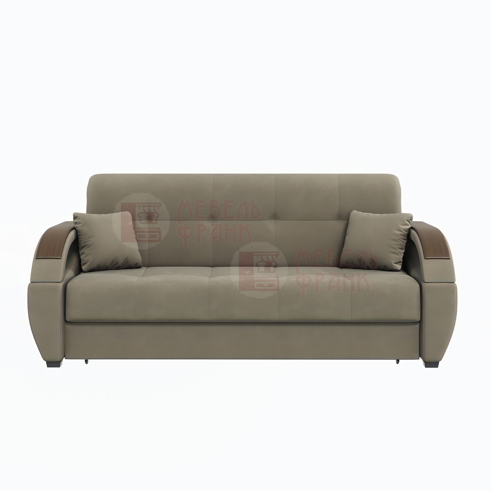 Диван-кровать Монреаль в светло-коричневом велюре, со спальным местом 155х200, для гостиной, механизм аккордеон