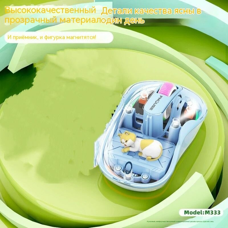 SENDEYUAN Мышь беспроводная Беспроводная трехрежимная мышь Bluetooth, зарядка Type-C, подсветка, кнопка отключения звука, синий