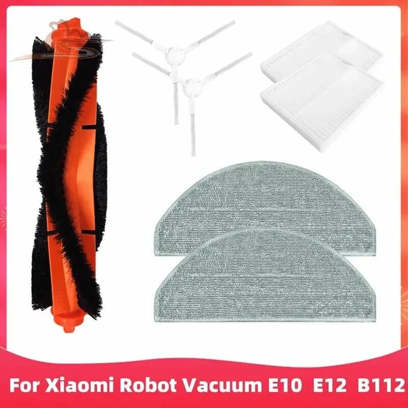 Совместимо с роботами-пылесосами Xiami Mi Robot Vacuum E10 / E12 / BHR6783EU: аксессуары - ролик, боковая щетка, HEPA-фильтр, тряпки для мопа.