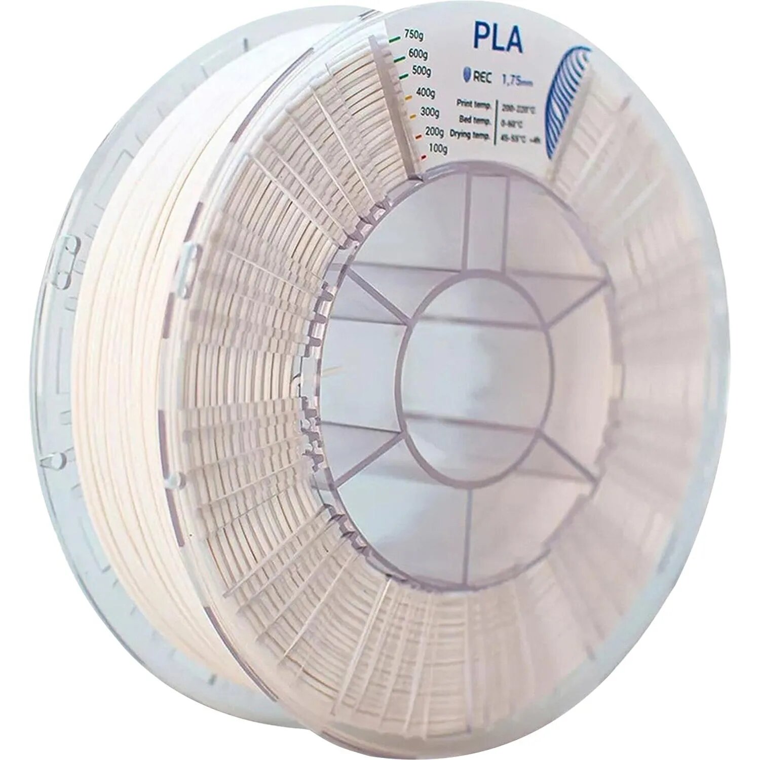 Катушка PLA пластик REC 1.75мм белый