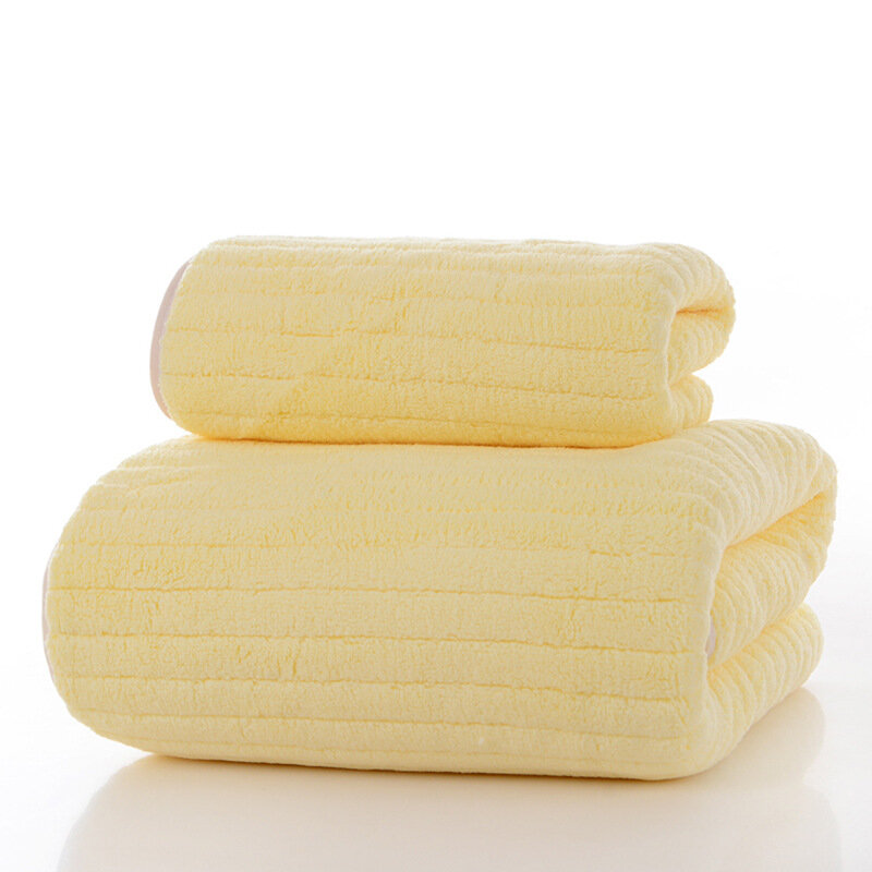 Набор полотенец Solid Narrow Stripe Yellow: 1 микрофибровое полотенце 35x75 см + 1 большое полотенце 70x140 см, мягкая