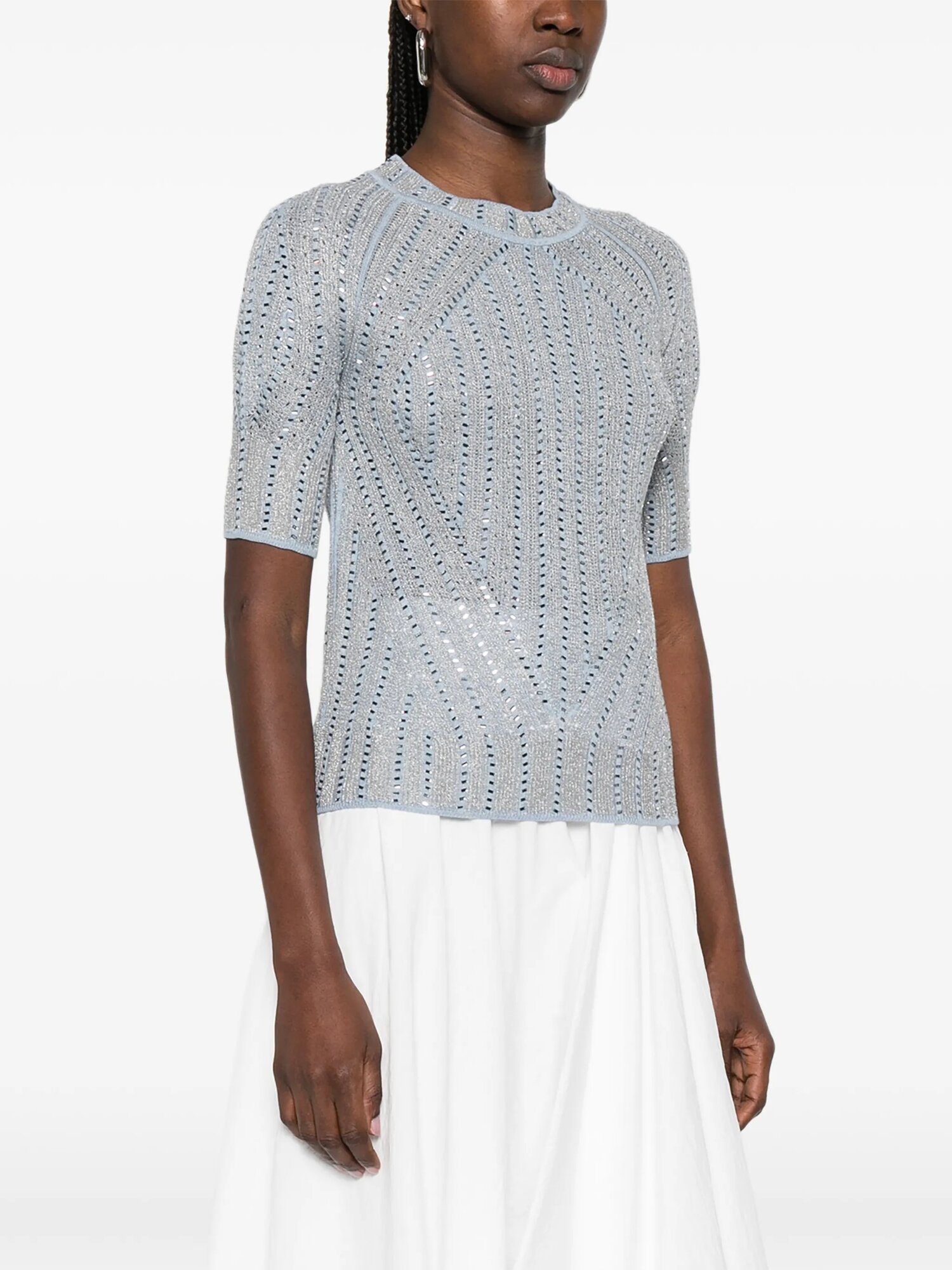 Футболка Ermanno Scervino Openwork T-shirt, размер S, blue — фото 1