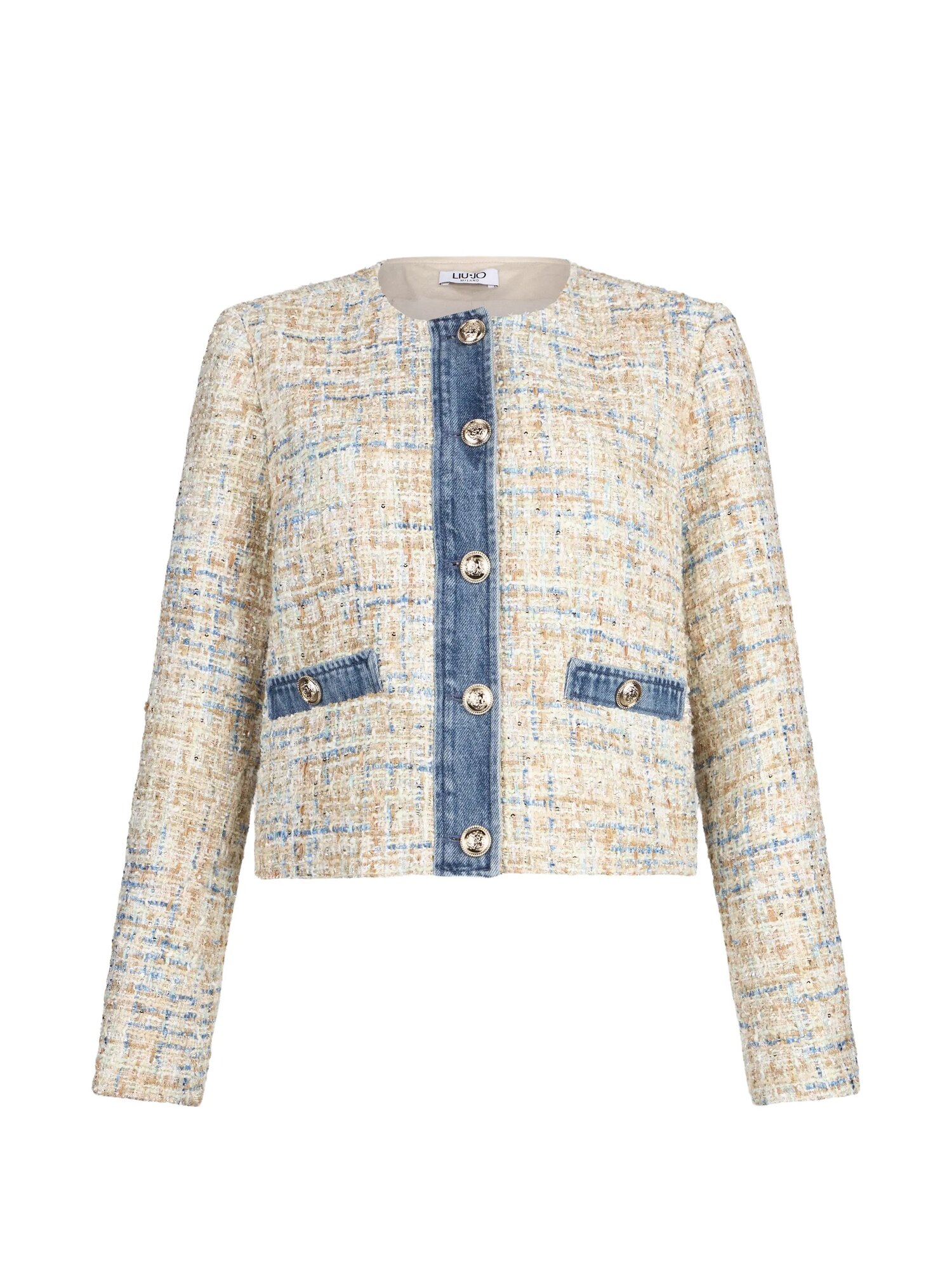 Пиджак Bouclé denim-trim jacket
