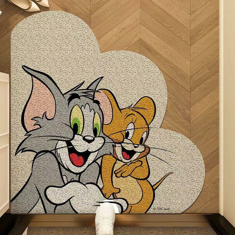 Коврик для входа Tom and Jerry из волоконной петли, анти-скольжение, пылеупорный, 120x120 см