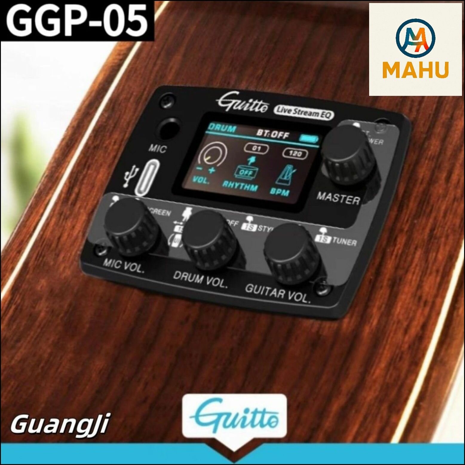 Эксклюзивный звукосниматель Guitto GGP05ZKDCJ0809 для акустической гитары трансаккустического типа