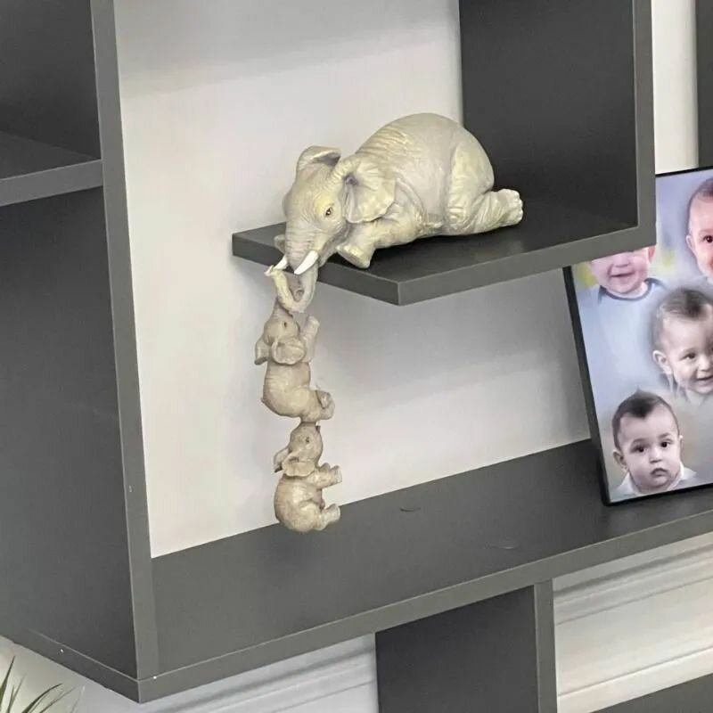 Набор из трех слонов из смолы - декоративные фигурки для гостиной, настольный декор, интерьерный подарок (3 слона)