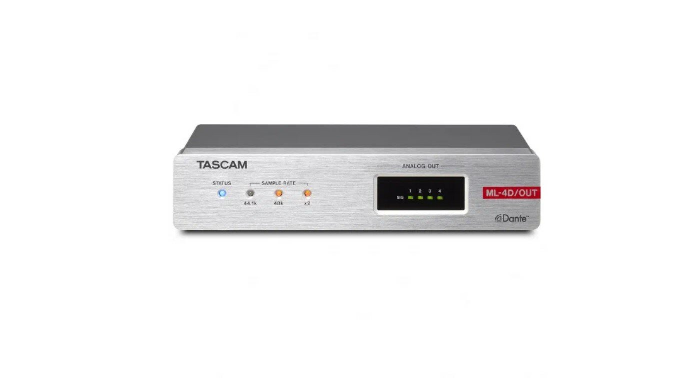 4-канальный Dante-Analogue конвертор со встроенным DSP-микшером Tascam ML-4D/OUT-E