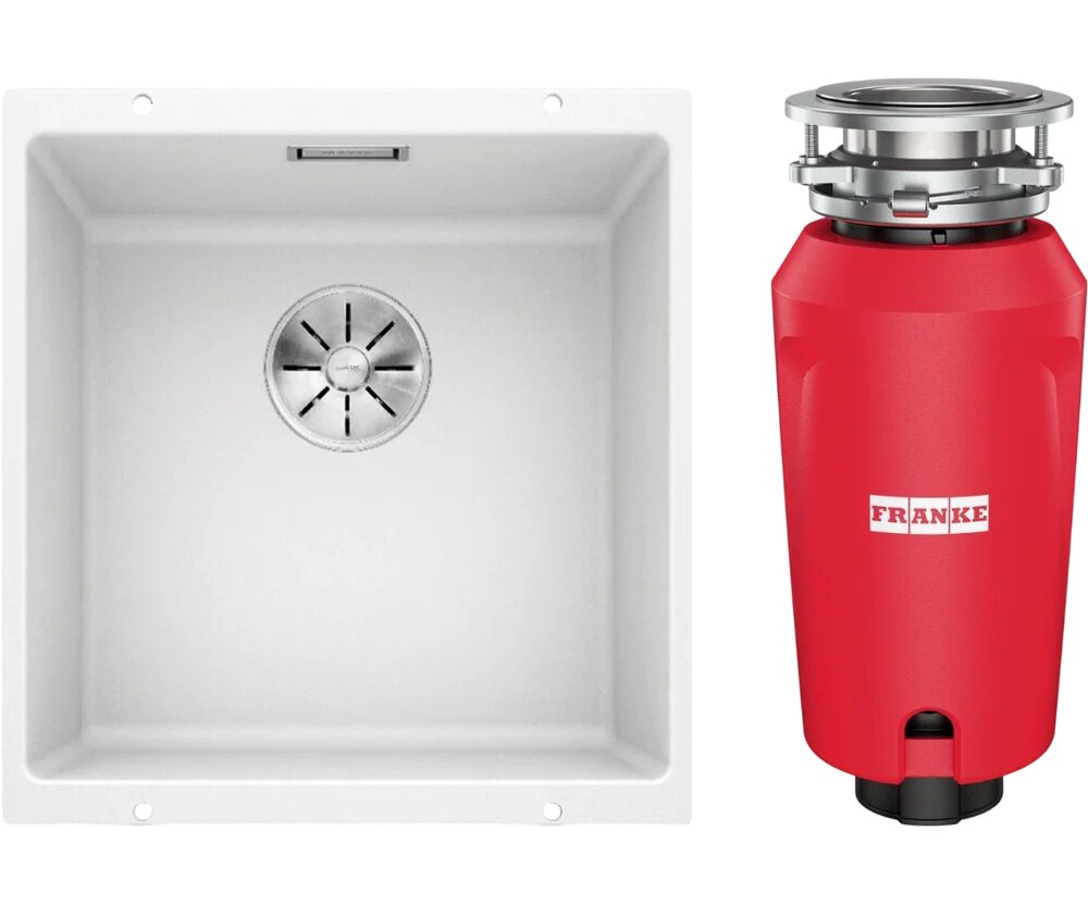 Комплект Мойка Blanco Subline 400-U 43x46, белая, искусственный гранит / Измельчитель Franke 134.0715.096 механический