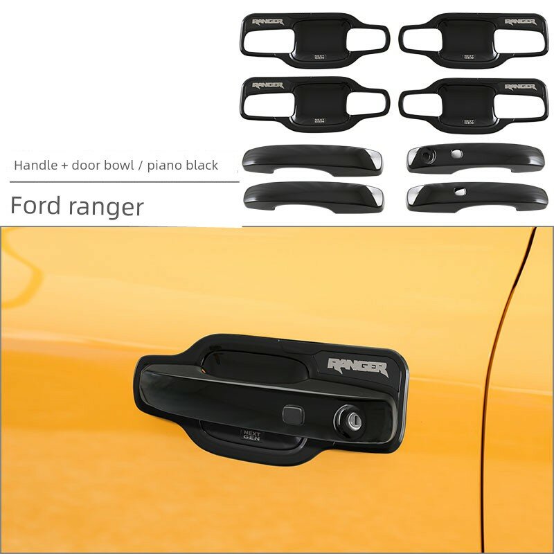 Пiano Black Ford Ranger Ручка двери и порог, комплект из 12 штук