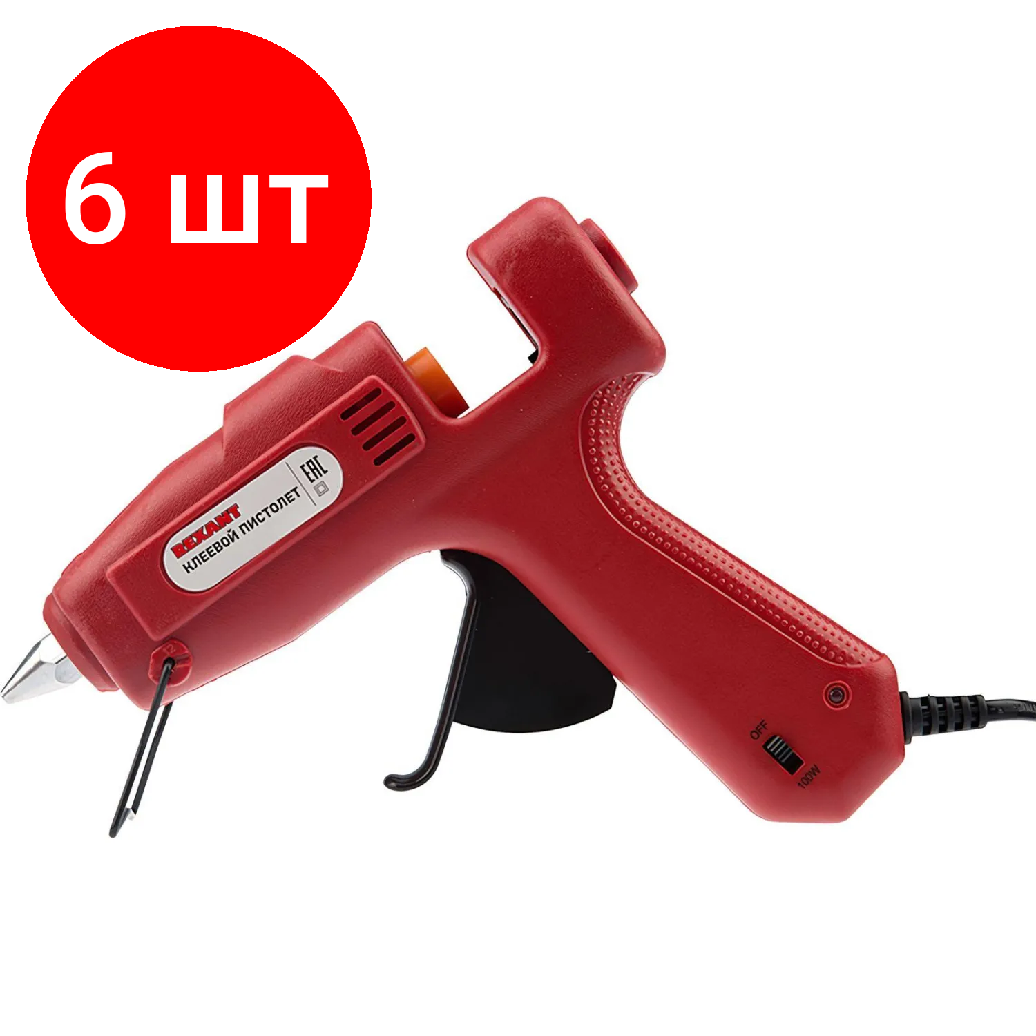 Комплект 6 штук, Пистолет клеевой 60 Вт 11 мм С кнопкой  REXANT (12-0114)