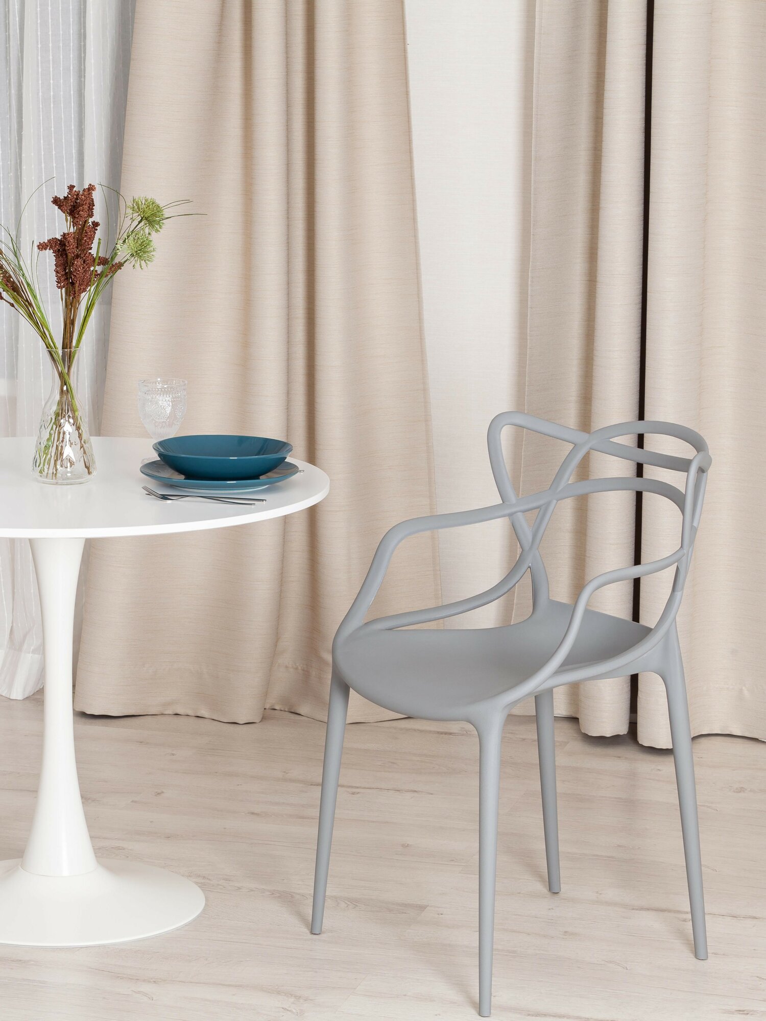 Стул для кухни со спинкой TetChair, пластик, 1 шт, темно‑серый