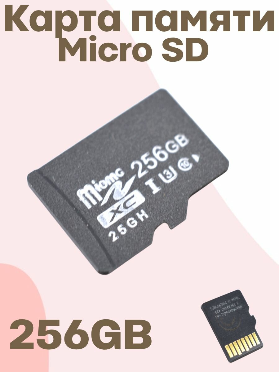 Карта памяти Micro SD 256 Гб, черная