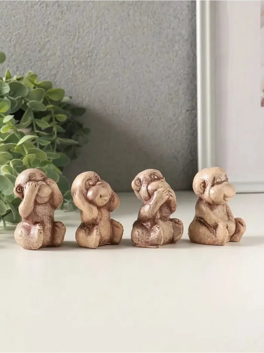 Очаровательный набор статуэток Обезьянки, 4 шт