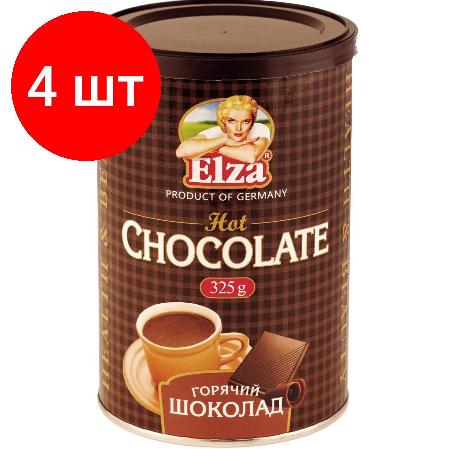 Комплект 4 штук, Горячий шоколад Elza, 325г