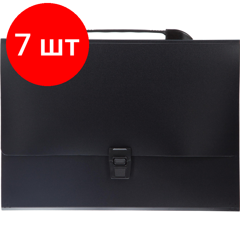 Комплект 7 штук, Портфель-картотека Комус 12 отд. А4, черный