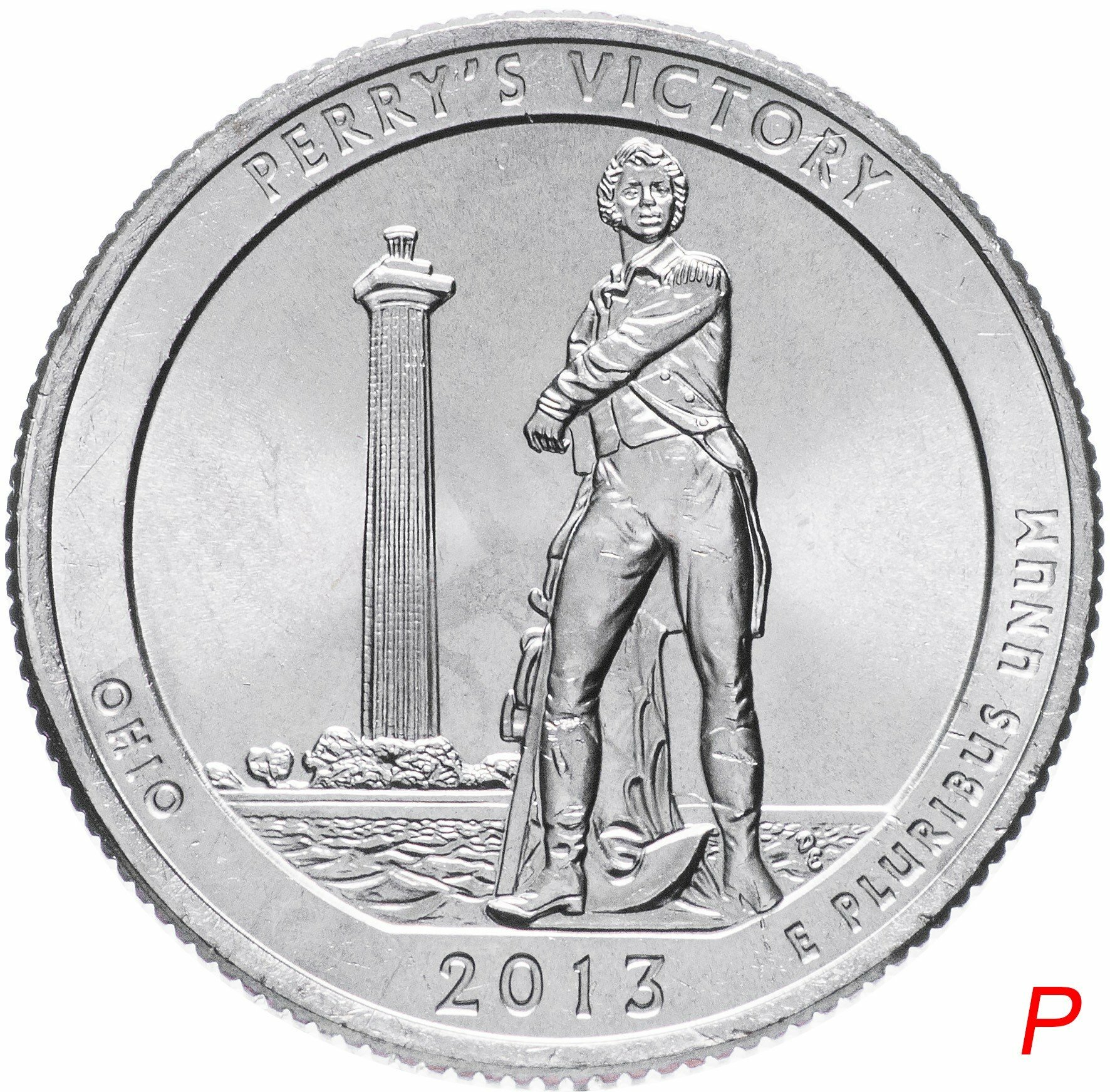 США 1/4 доллара 25 центов, квотер 2013 P — "Международный мемориал мира" 17-й парк, Мельхиор медь-никель, в сохранности UNC