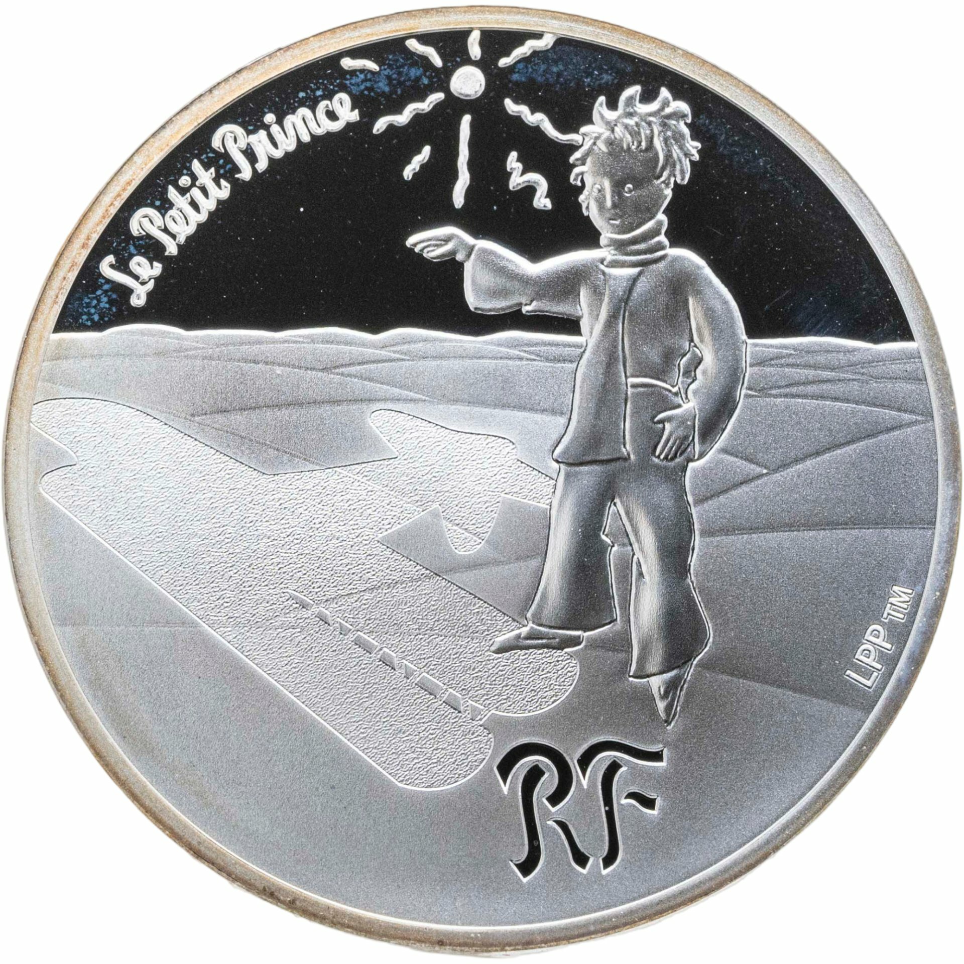 Франция 10 евро 2015 "Маленький принц-самолет", Серебро 900, в сохранности Proof