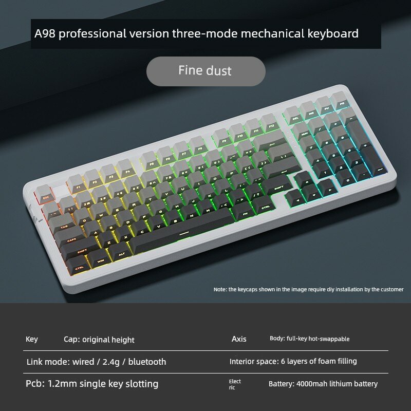 Механическая беспроводная клавиатура Daryou A98 Professional Edition с боковой гравировкой, настраиваемая, RGB, с
