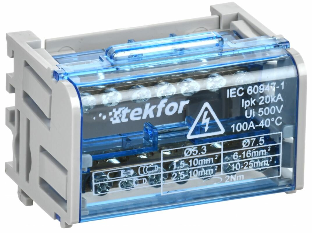 Шины на DIN-рейку (кросс-модуль) IEK TEKFOR ШНК 2x7 L+PEN TF-DN10-2-07-100