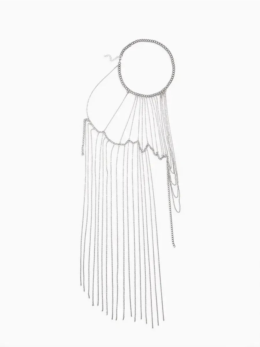 Изящный серебристый бодичейн на плечо