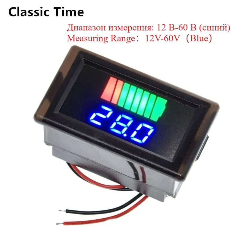 Индикатор уровня заряда автомобильного аккумулятора постоянного тока 12 В 24 В 36 В 48 В 60 В 72 В, измеритель емкости литиевой батареи, светодиодный вольтметр