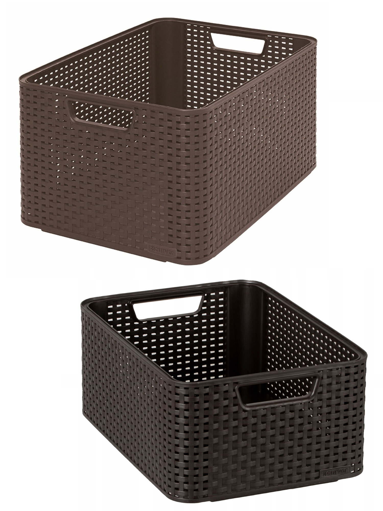 Набор из двух корзин для хранения вещей, белья, одежды, пластиковые с крышкой Curver STYLE L 30 л. + 18 л.