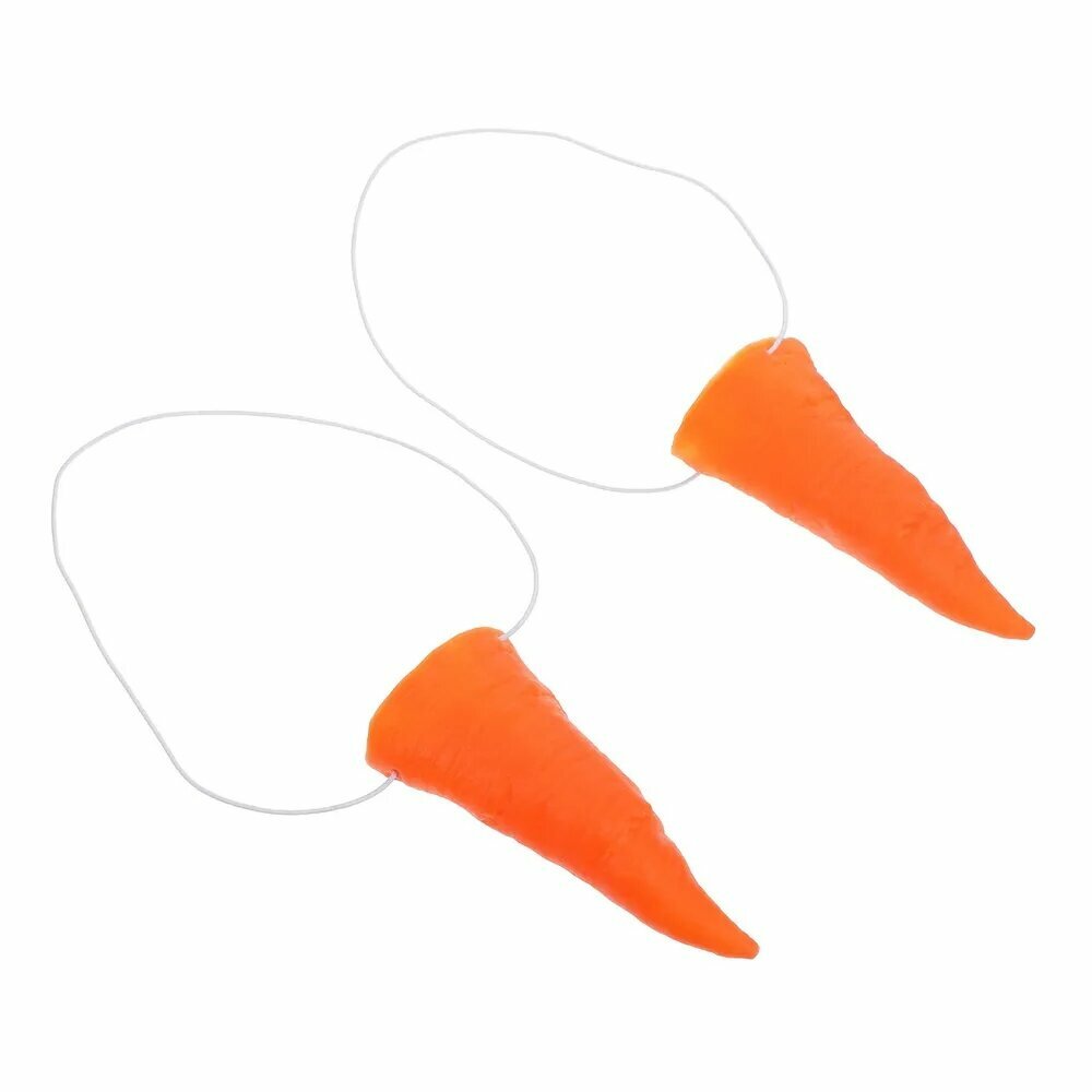 Нос морковка для снеговика из винила с креплением на резинке для украшения в наборе 2 шт