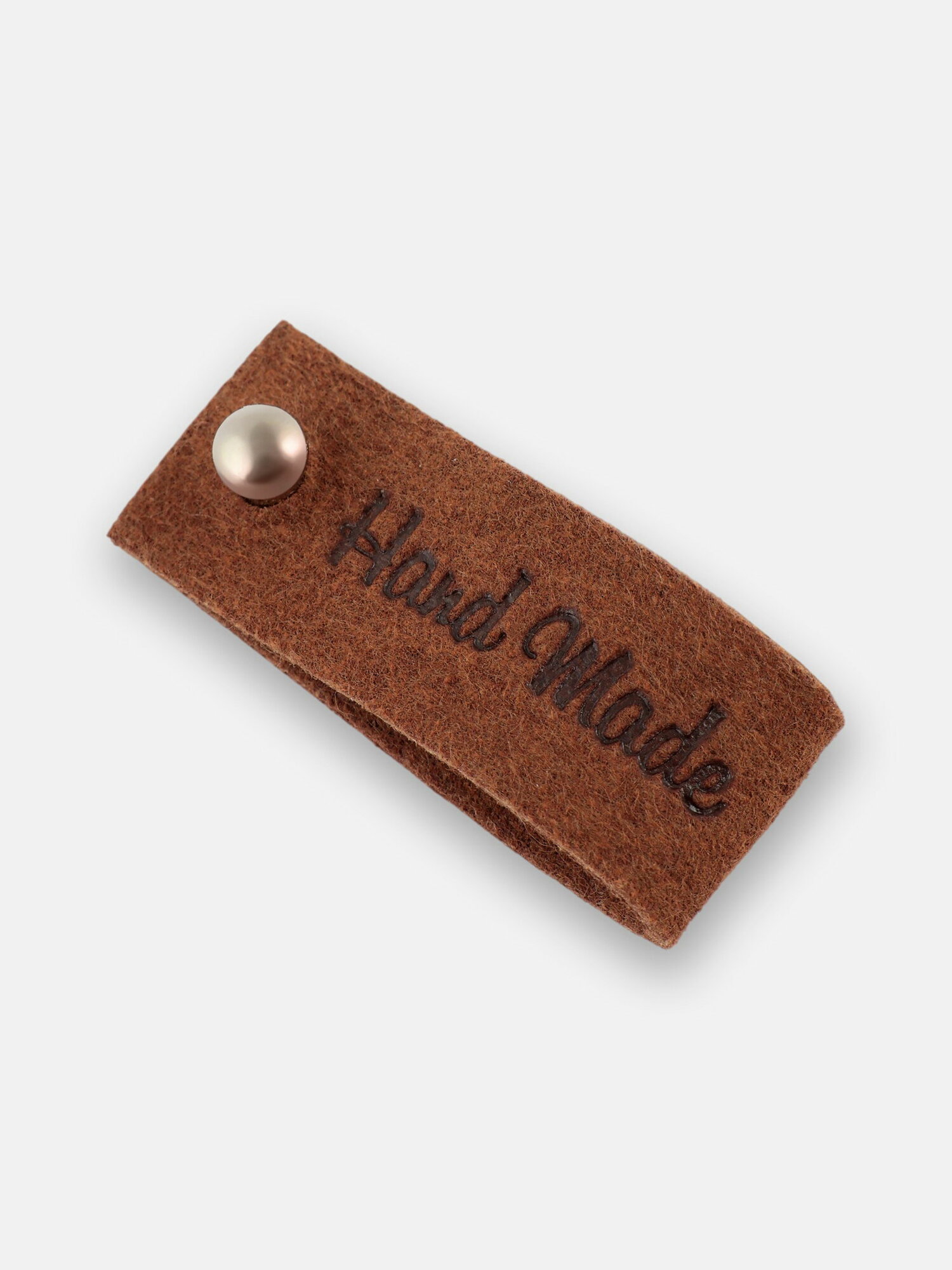 Бирка с кнопкой Hand made, 8x1.5 см, 10 шт, коричневая, вид: бирки