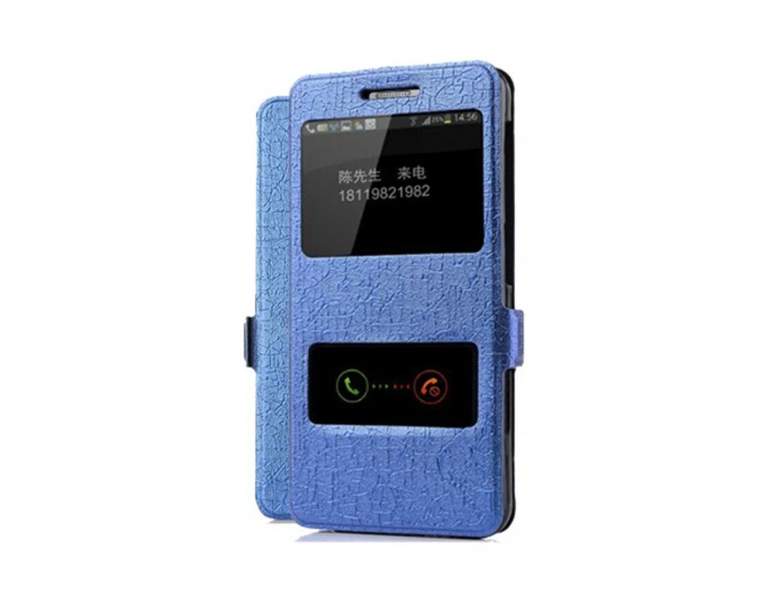 Чехол-книжка MyPads для Infinix Note 12 2023 (X676C) с окном вызова предпросмотра и свайпом синий