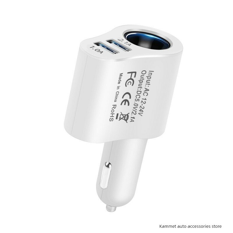 Белый адаптер для зарядки автомобиля 3 в 1 для розетки прикуривателя, 3 USB-порта, 12В, простой дизайн