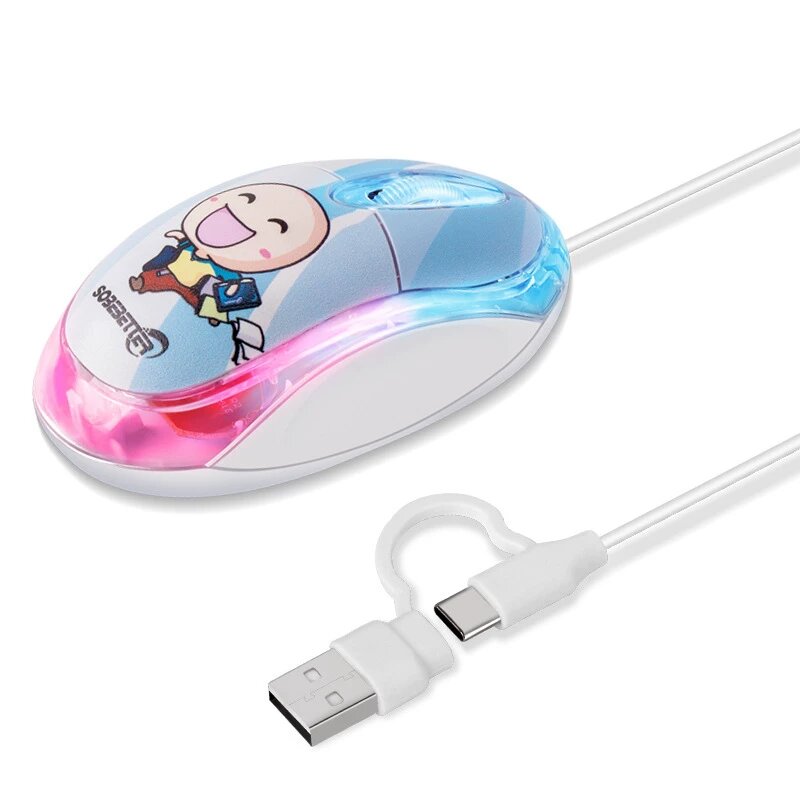 Миниатюрная проводная мышь с интерфейсом Type-C, USB Thunderbolt, подходит для ноутбуков, планшетов и телефонов Apple,