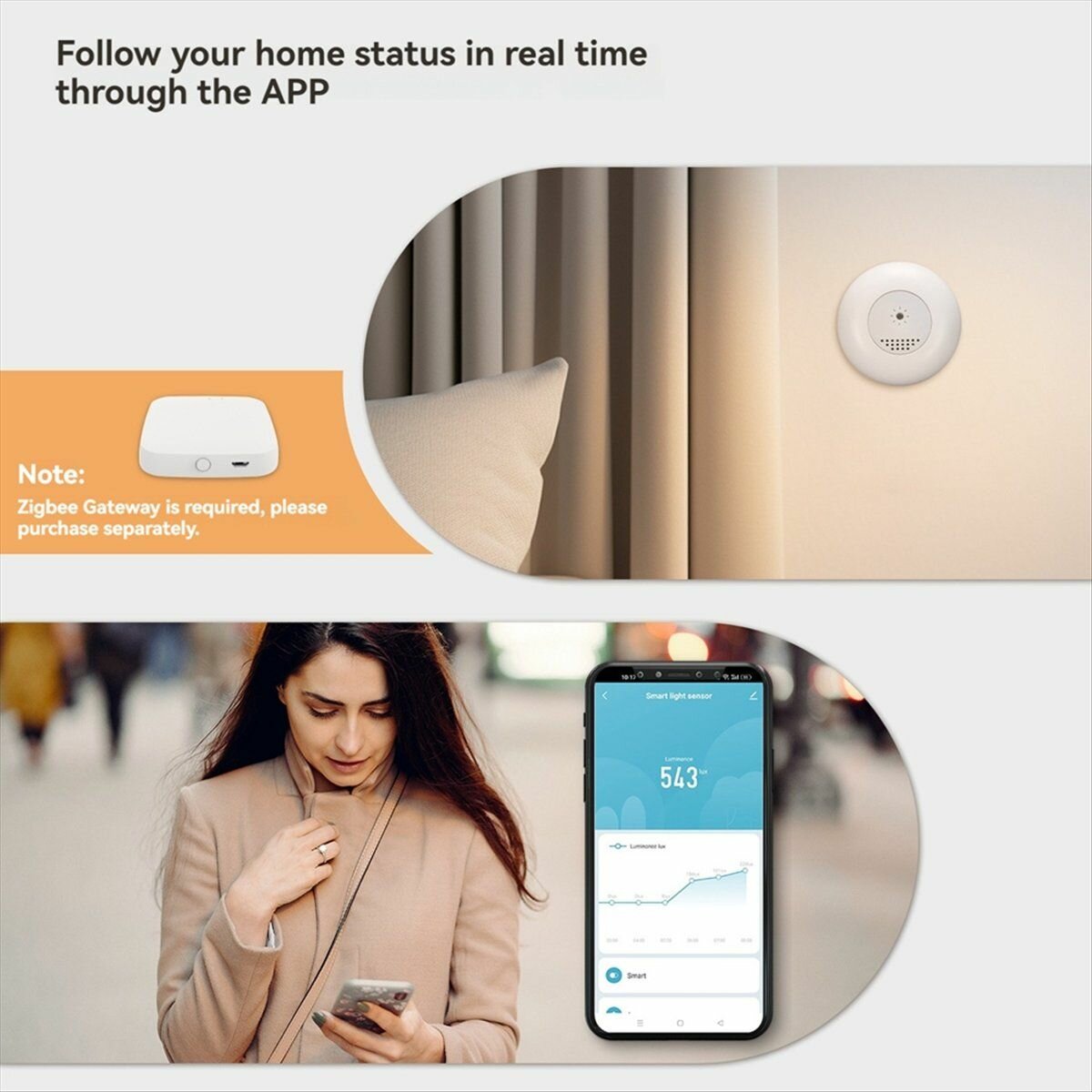 Умный датчик освещенности Tuya ZigBee. Определение яркости.