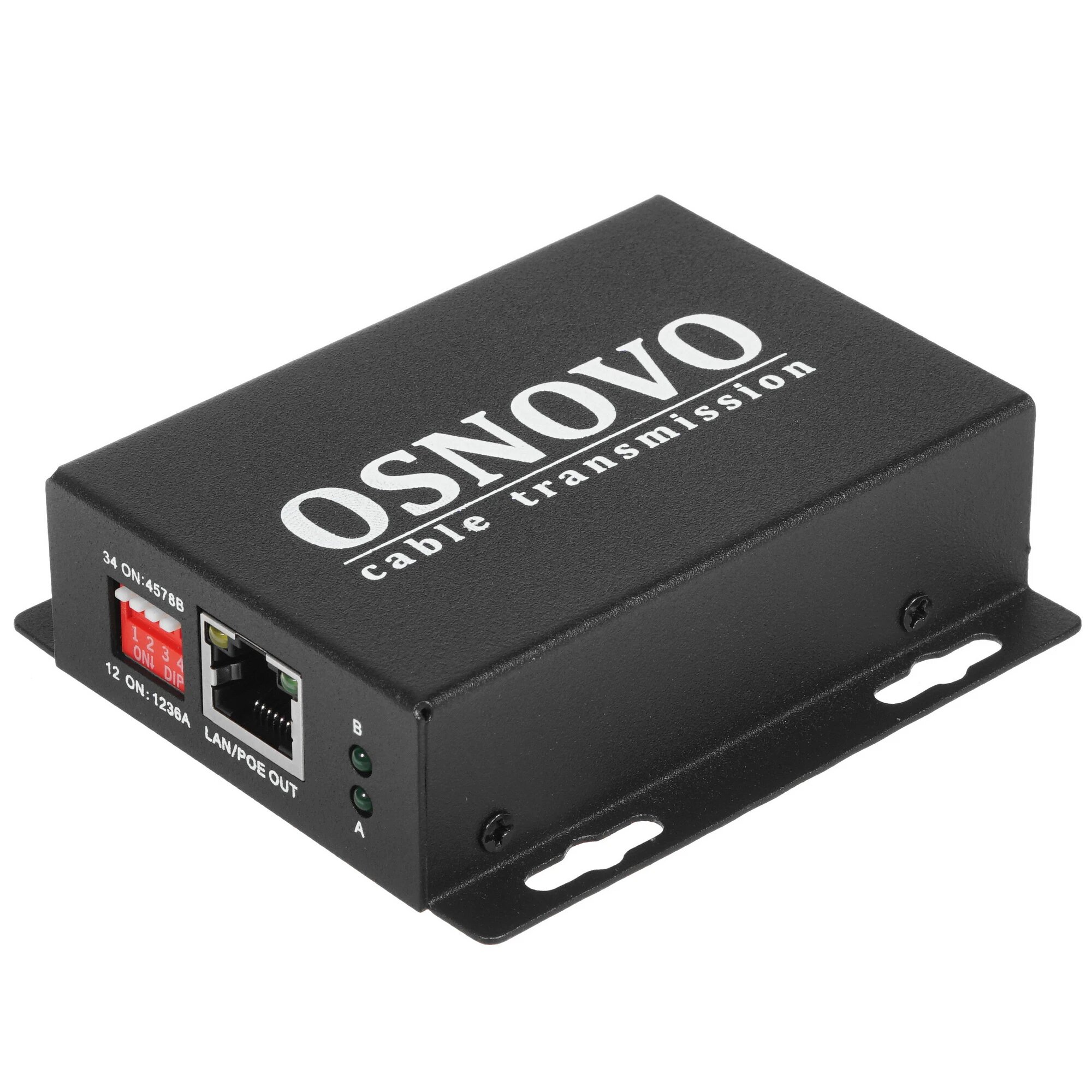 Удлинитель PoE Osnovo E-PoE/1A, черный, 10/100BASE-T, 12-56В (DC)