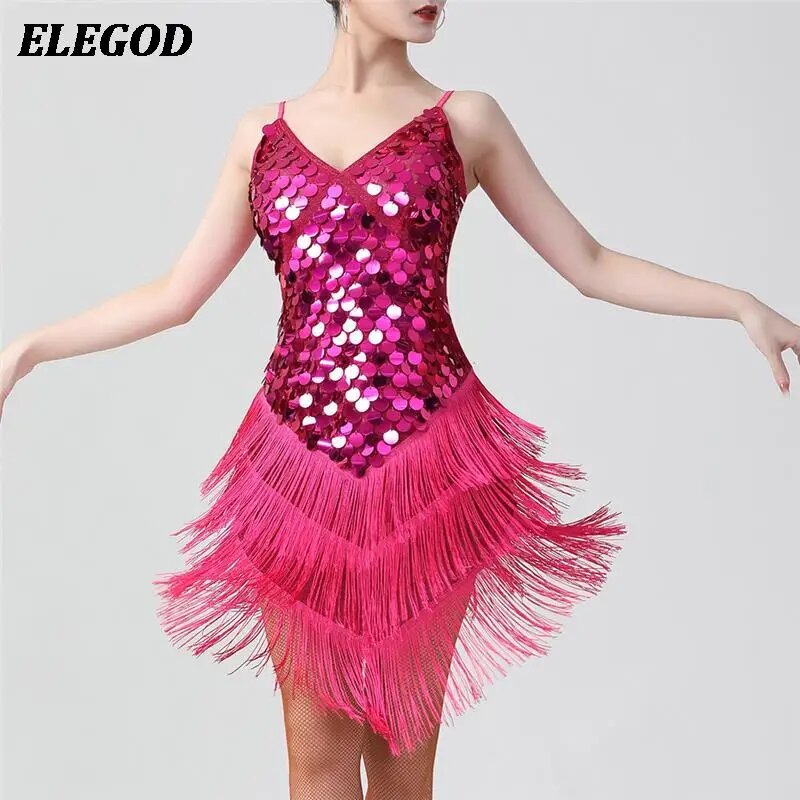 Танцевальное платье с блестками для латины Розовый, Rose
