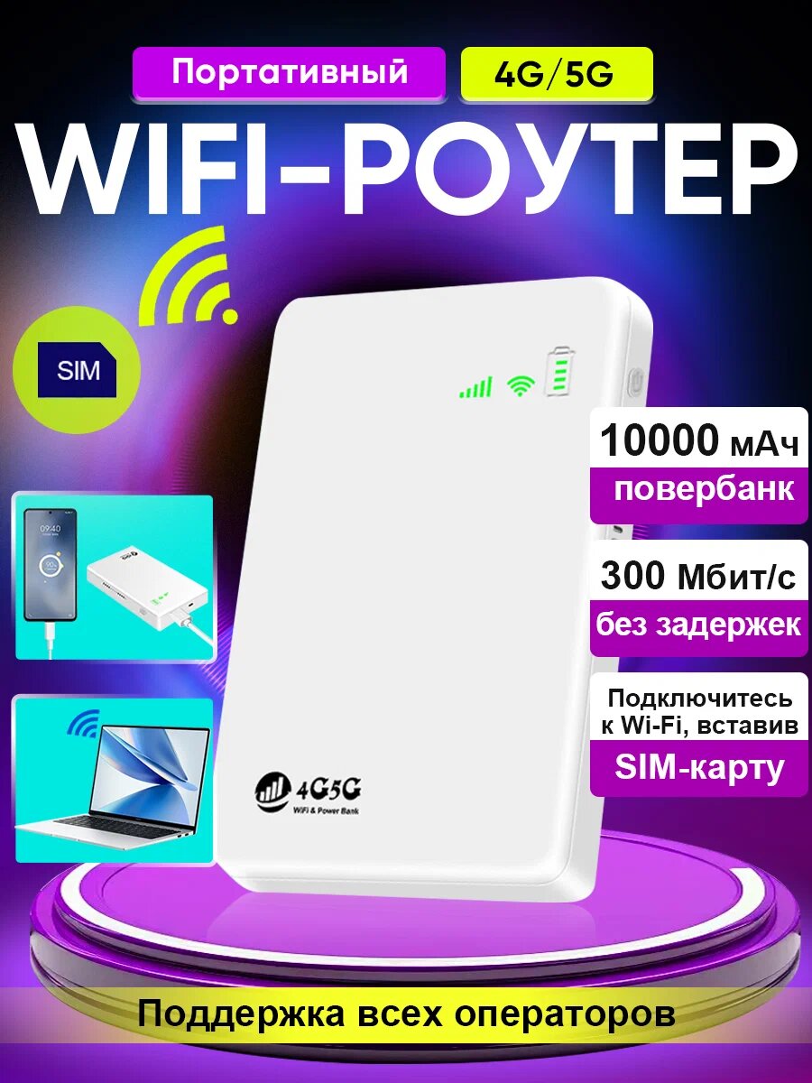 Mобильный роутер, карманный роутер, вай фай роутер, Wi-Fi роутер с поддержкой SIM-карты,4g wifi роутер модем, Power Bank