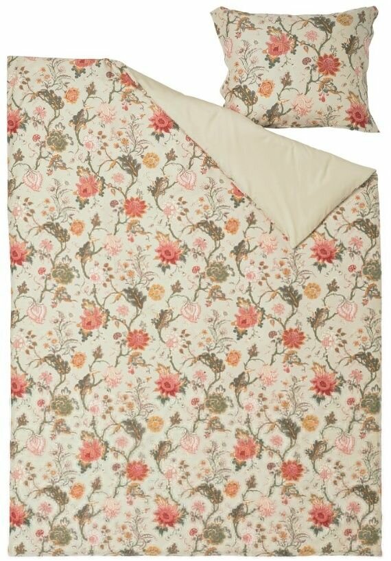 NASSELKLOCKA Постельное белье 2 спальное икеа, пододеяльник и 2 наволочки/светло-серо-бежевый/разноцветный 200х200/50х70 см (70584525)