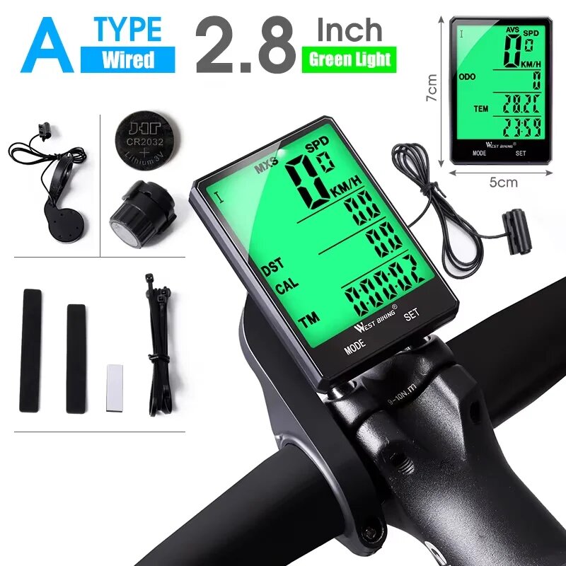 Велокомпьютер West Biking 2.8" Wired Extension