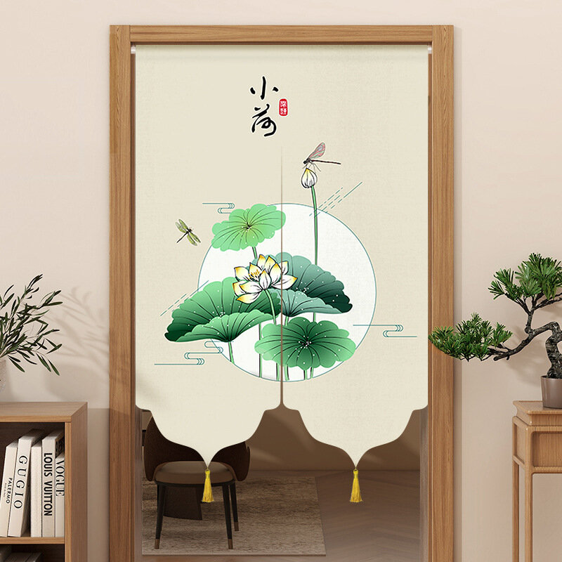 Занавеска для двери, перегородка, входная, полутиповая, без сверления, новый китайский стиль, для спальни, домашняя, новая модель 2025 года, противомоскитная, блокирующая занавеска