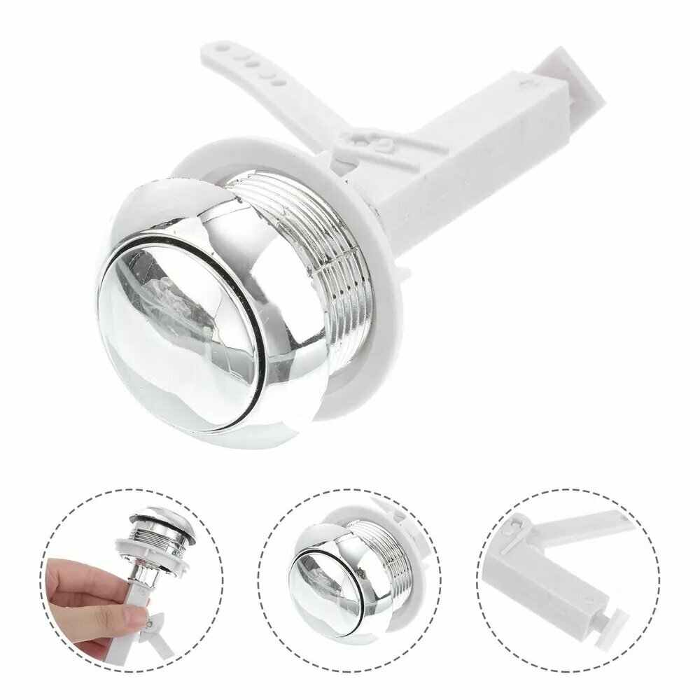 Серебристая кнопка с толкателем для сливного бачка унитаза из пластика для дома и отеля