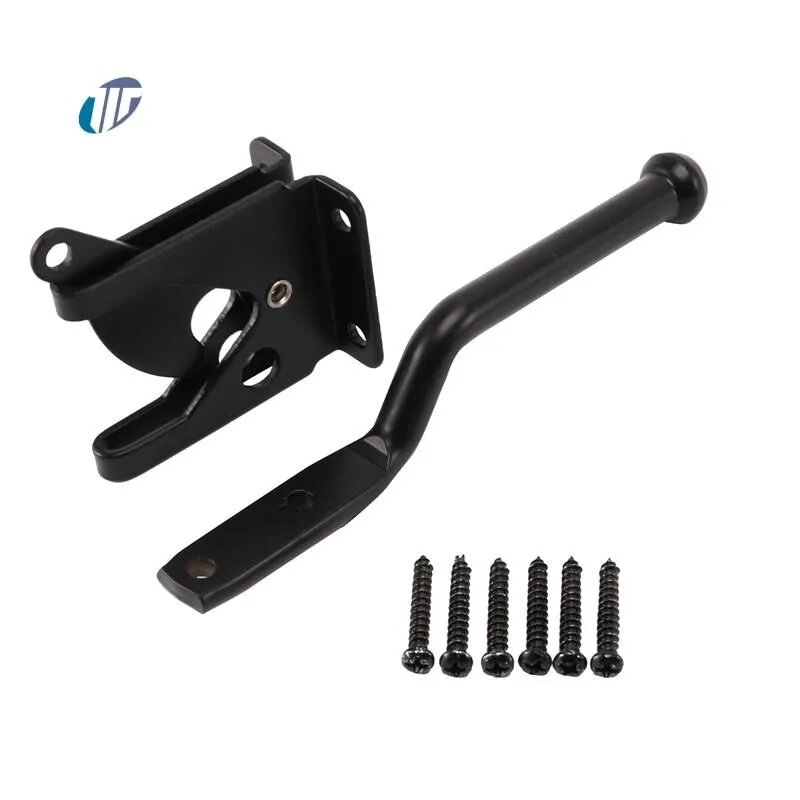 (R F I N) Самоблокирующаяся защелка ворот Автоматический рычаг силы тяжести Забор Замок совместим с деревянного забора дверные защелки Сталь Черный