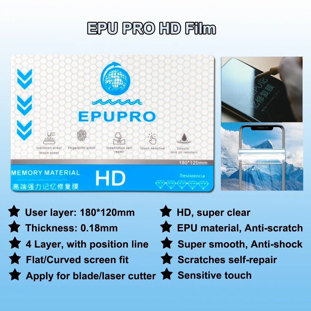 Vormir 50 шт. EPU самовосстанавливающаяся HD конфиденциальная гидрогелевая пленка защитные пленки для плоттера глянцевая антиподглядывающая микросхема для резки 50pcs HD