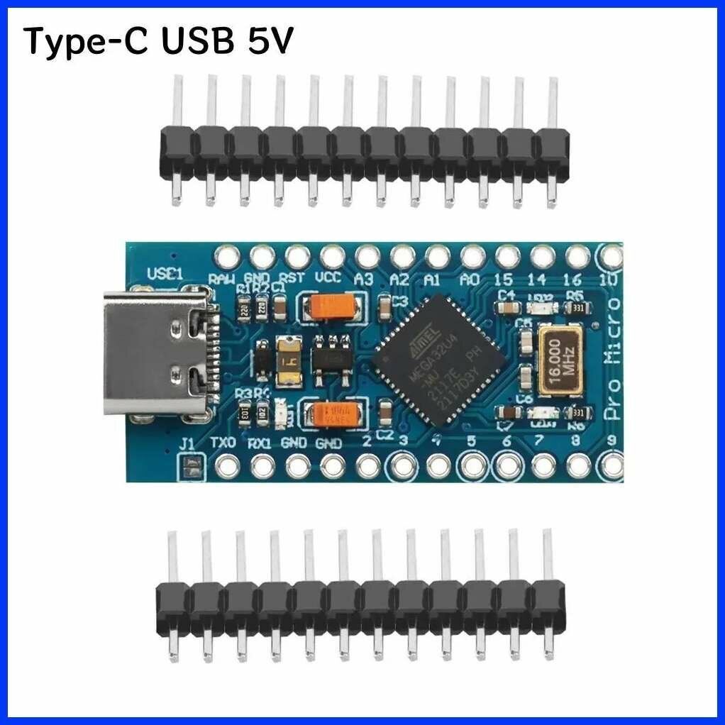 Pro Micro TYPE-C ATMEGA32U4 Модуль 5В/16МГц Плата Для Arduino